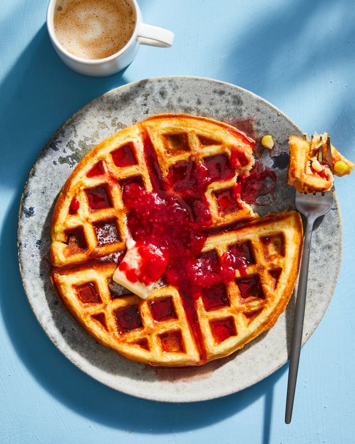 Fresh Corn Waffles with Berry Compote (Sweet and Crispy) | The Kitchn