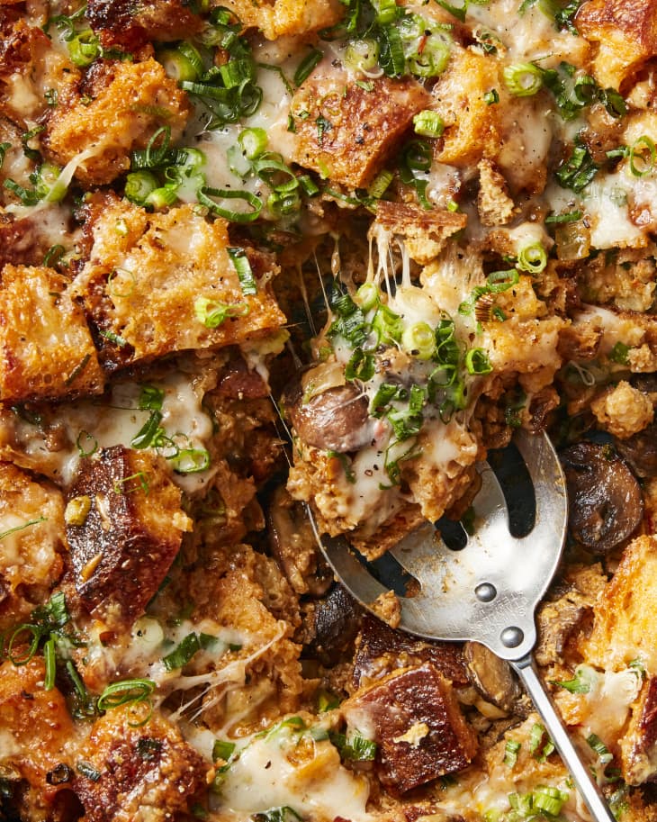 Overnight Merguez and Mushroom Strata Recipe | The Kitchn