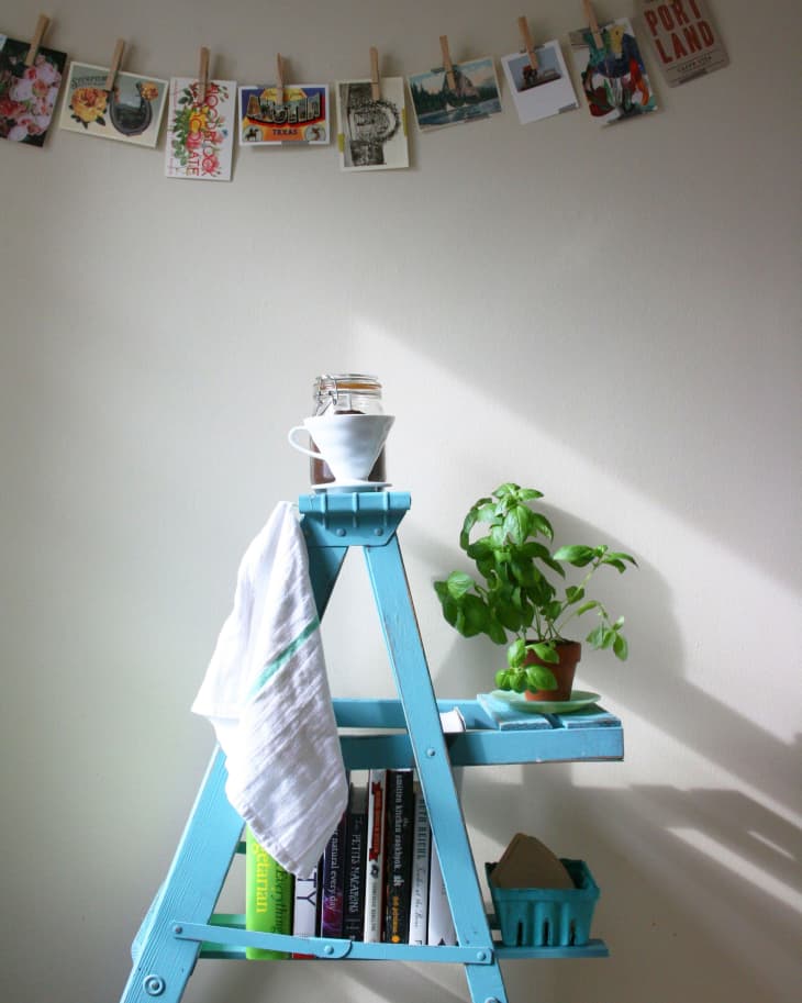 How to Turn an Old Ladder Into a Kitchen Storage Shelf | The Kitchn