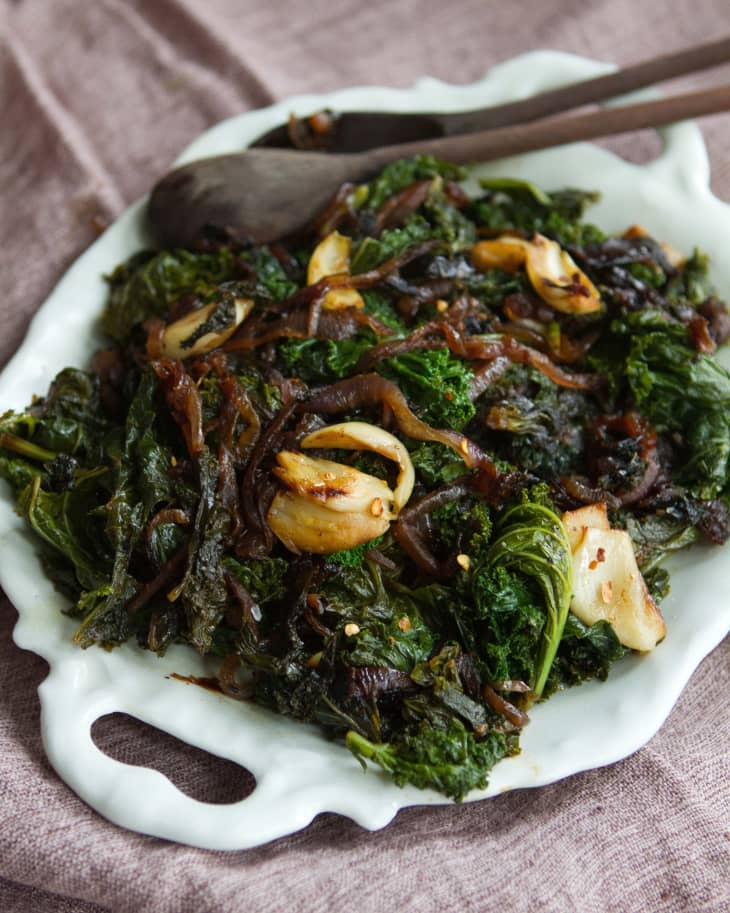 Recipe: Slow-Cooked Kale with Smashed Garlic & Red Onions | The Kitchn