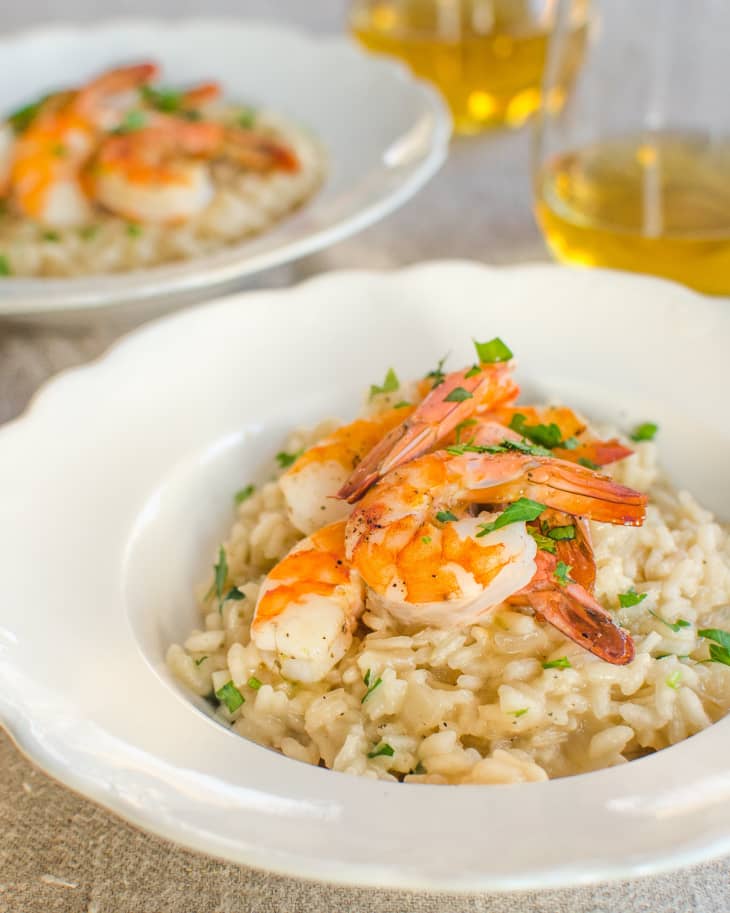 Parmesan Risotto with Roasted Shrimp, Mini Cheesecakes, Chili-Rubbed ...