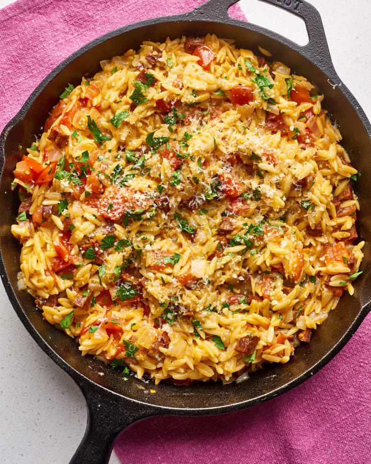 One-Skillet Chorizo Orzo Recipe (Cheesy, With Tomatoes) | The Kitchn