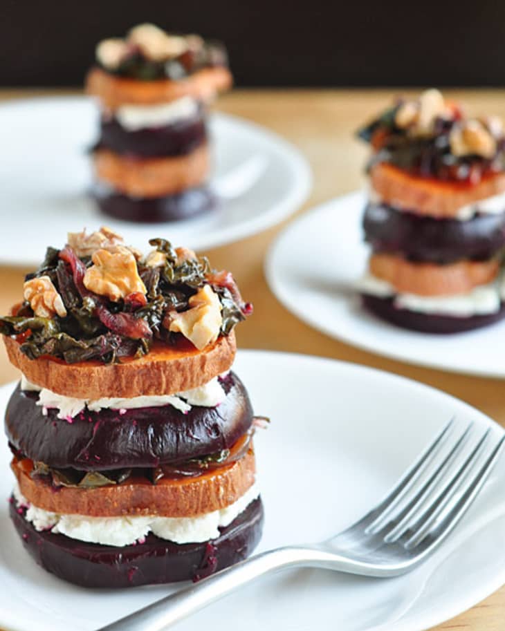 Make-Ahead Vegetarian Recipe: Beet & Sweet Potato Stacks | The Kitchn