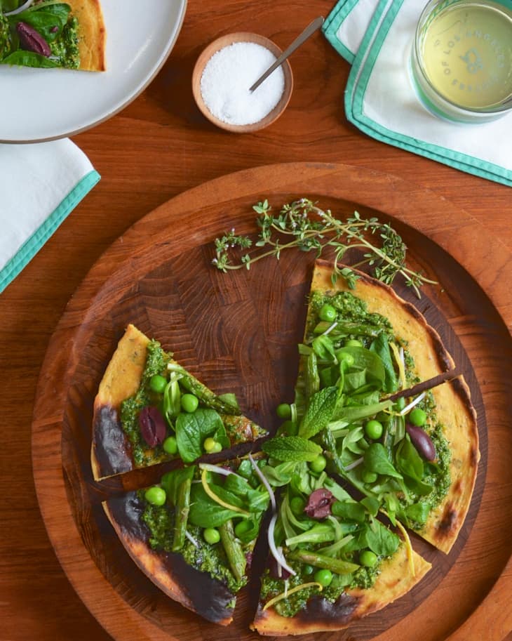 Recipe: Socca Flatbread with Spring Pesto and Salad | The Kitchn