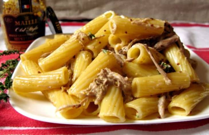 Recipe: Rigatoni with Shredded Pork in Mustard Cream Sauce | The Kitchn