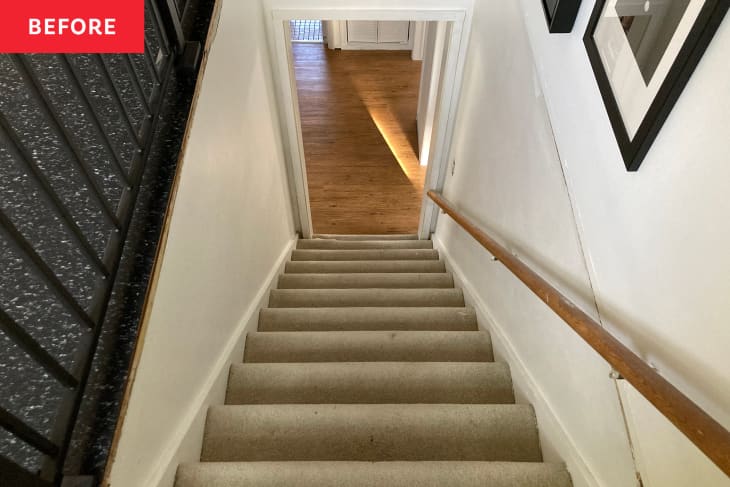 Bold, Colorful Staircase Runner Installation - Before and After Photos ...
