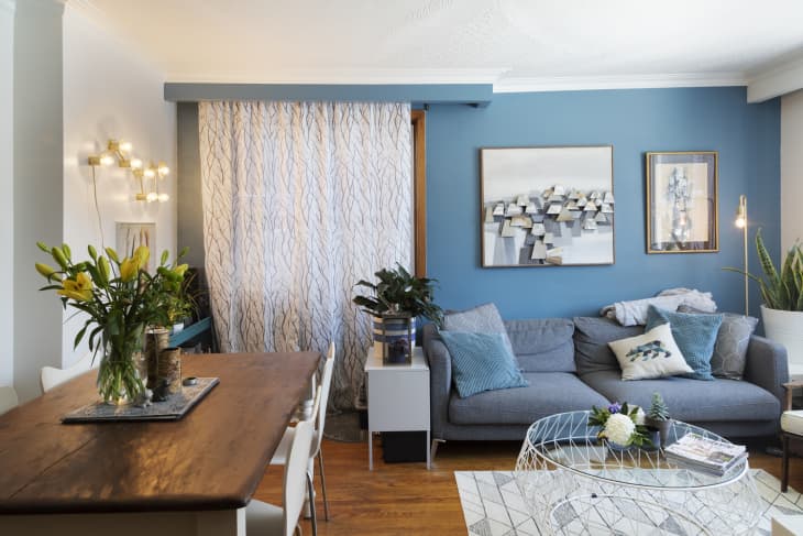 480-Square-Foot Home Blue Small Space Apartment | Apartment Therapy