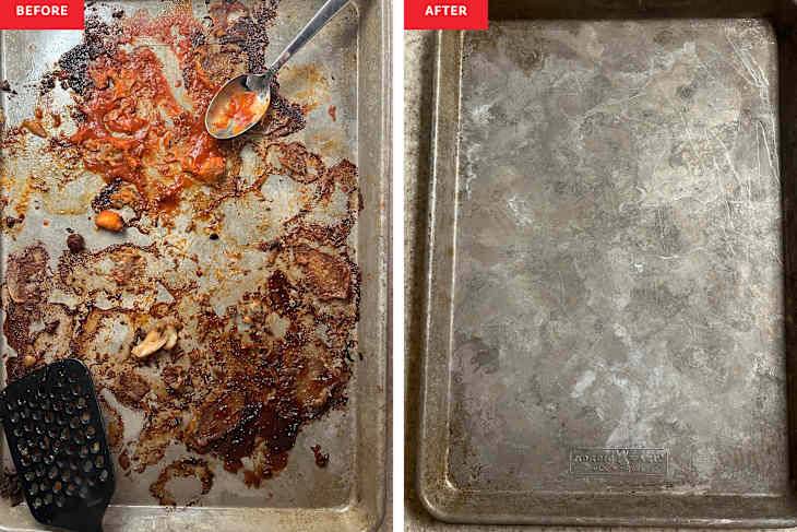 I Just Discovered a Zero-Effort $1 Trick for Cleaning Baking Sheets ...