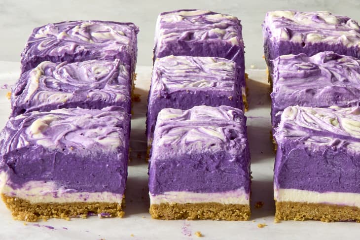 No-Bake Ube Cheesecake Bars Recipe | The Kitchn