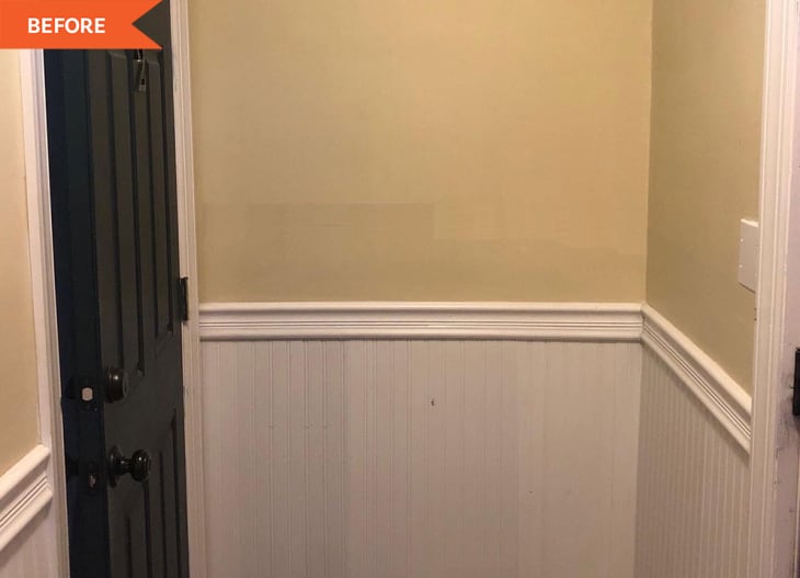 Hallway Redo with Colorful Wallpaper - Before and After Photos ...