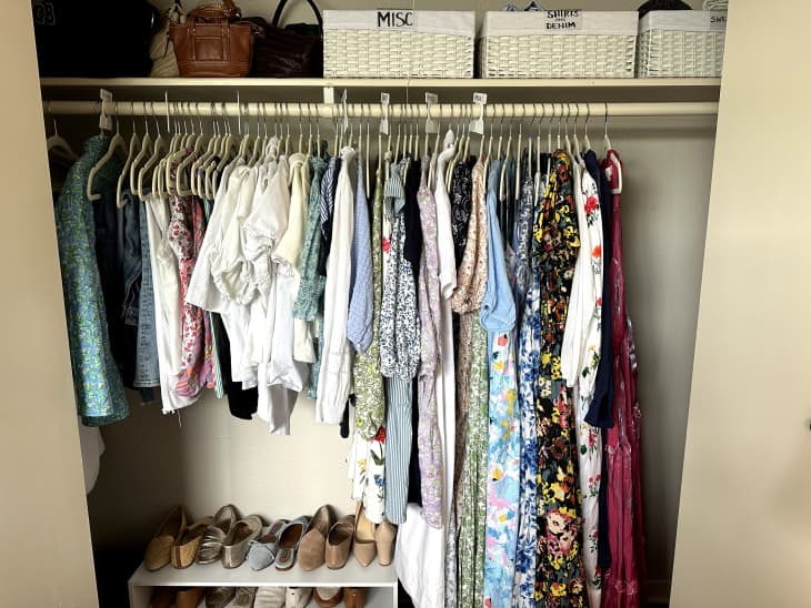 sorting clothes by color