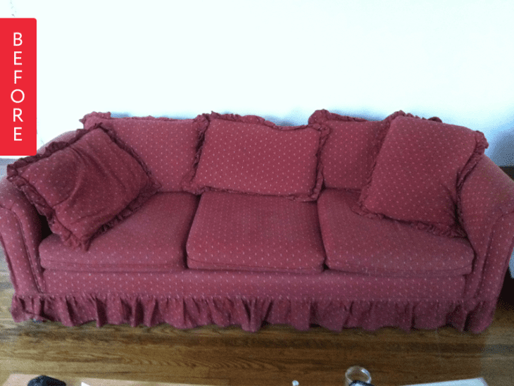 Before & After: Skirted Sofa Gets a Graphic Twist | Apartment Therapy
