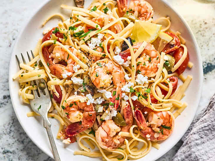 Olive & Mango’s Greek Shrimp Scampi Pasta | The Kitchn