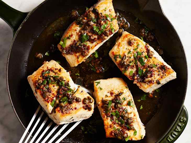 Pan-Seared Halibut Recipe (with Lemon Caper Sauce) | The Kitchn