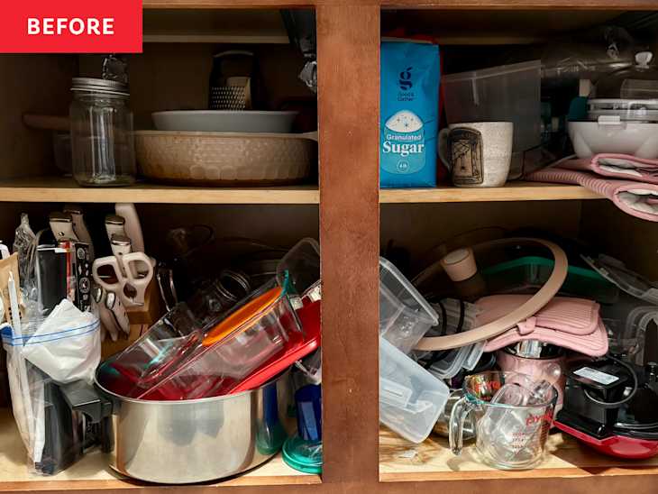 I Tried “Reverse Decluttering” My Disastrous Kitchen Cabinets | The Kitchn