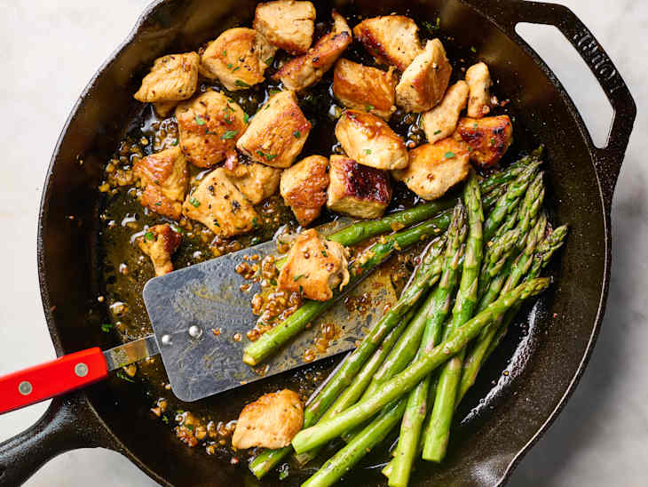 Garlic Butter Chicken and Asparagus Recipe (One-Pan) | The Kitchn