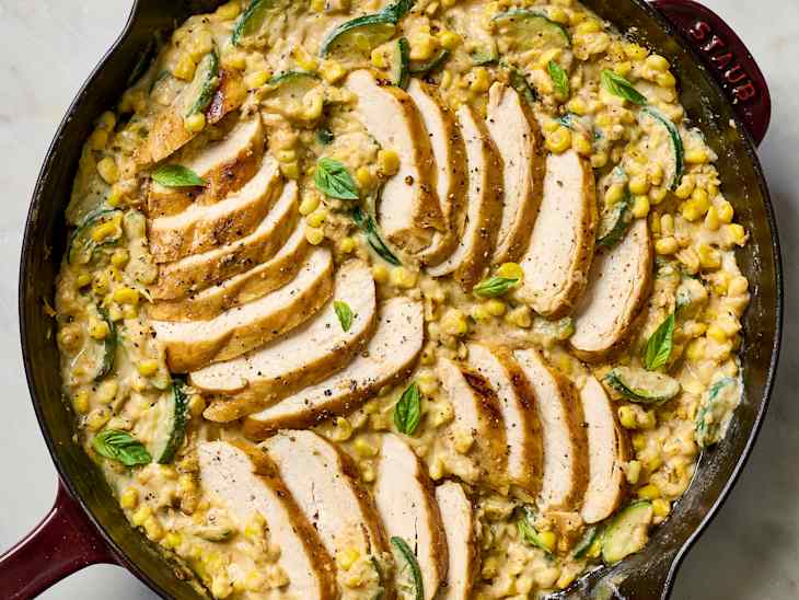 Creamy Corn and Zucchini Chicken Skillet Recipe | The Kitchn