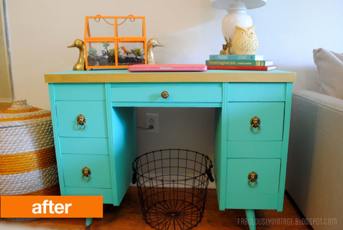 Before & After: Shannon’s $10 Midcentury Modern Desk Makeover ...