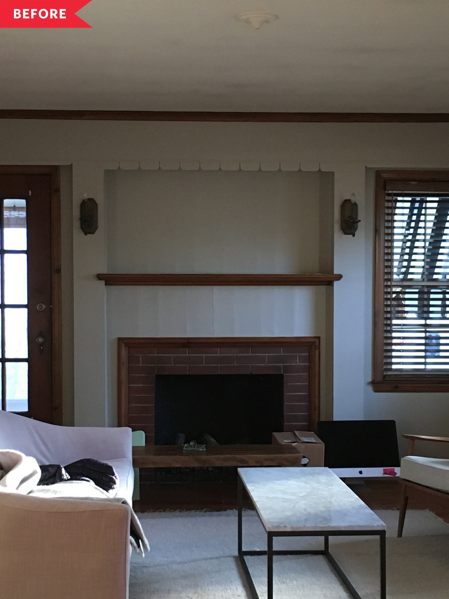 Before and After: This Dark, Dim Living Room Fireplace Goes Light and ...