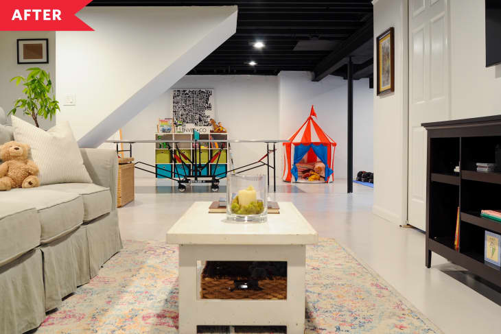 unfinished basement playroom