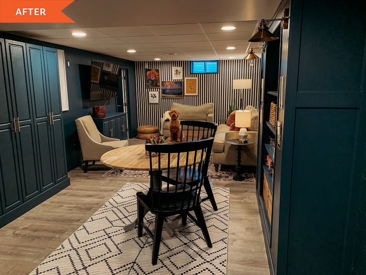 Basement Redo with Navy Paint - Before and After Photos | Apartment Therapy