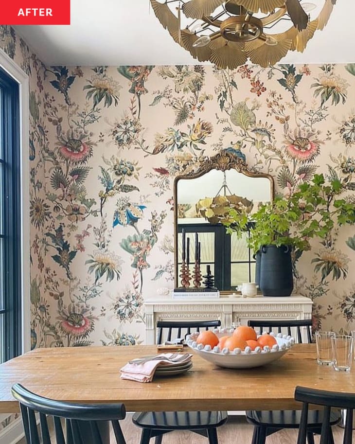 See a Dining Room Redo’s Glam New Wallpaper - Before & After ...