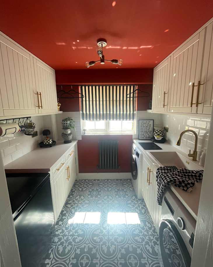 This Laundry Room Makeover Has the Boldest Red Paint | Apartment Therapy