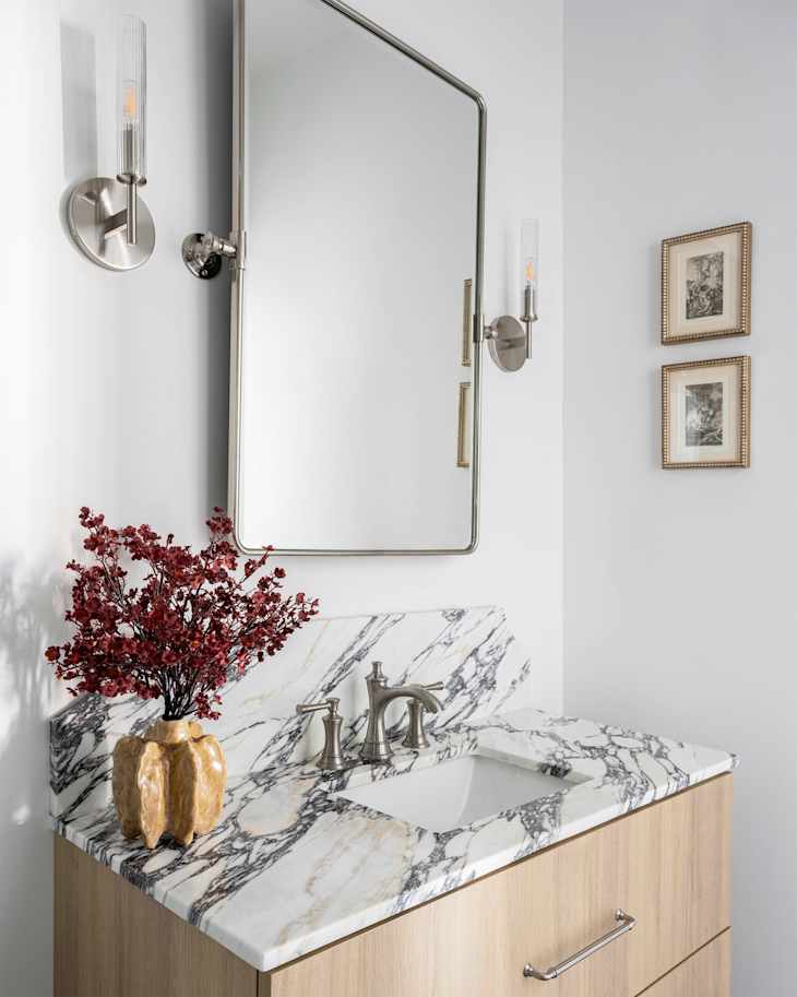 A 2000s Bathroom Is Transformed with a Gorgeous IKEA Hack Vanity ...