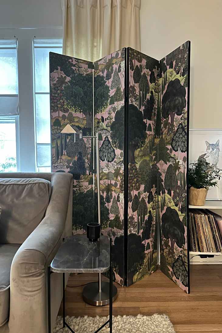 How I Made a DIY Room Divider with My Favorite Wallpaper | Apartment ...