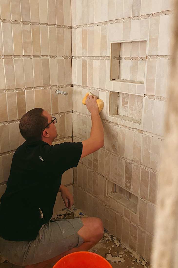 How My Bathroom’s Chunky Grout Has Held Up in 1 Year | Apartment Therapy