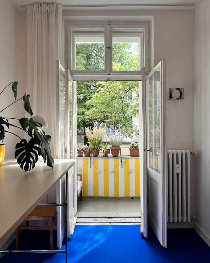 See a $56, 3-Hour Striped Yellow Balcony Makeover | Apartment Therapy