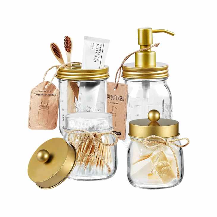 Amazon's Mason Jar Bathroom Set Organized My Countertop | Apartment Therapy