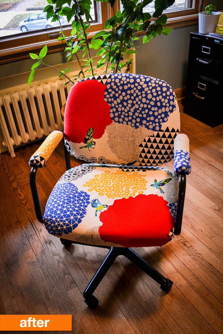 Before & After: A Boring Office Chair Blooms With Bold Fabric ...