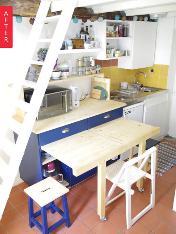Before & After: A Tiny Paris Kitchen Gets Double-Duty Solution ...