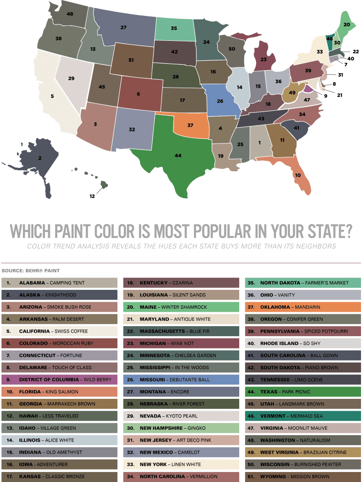 These Are The Most Popular Paint Colors By State | Apartment Therapy