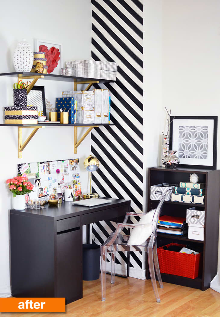 Before & After: A Corner Work Space Gets a Striped & DIY Update ...