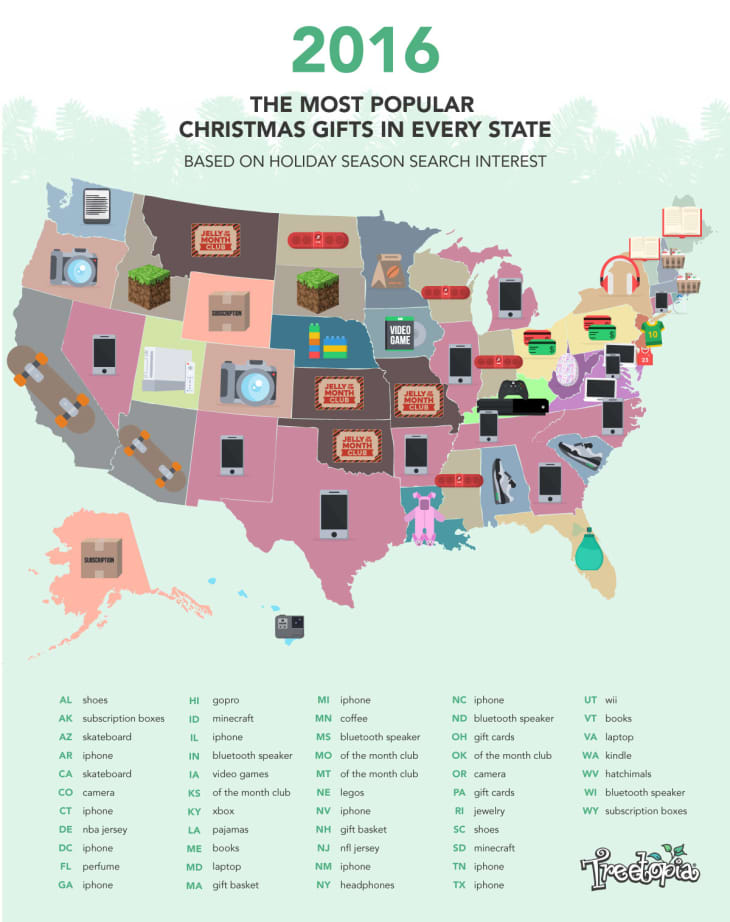 These Are the Most Popular Holiday Gifts In Each State Apartment Therapy