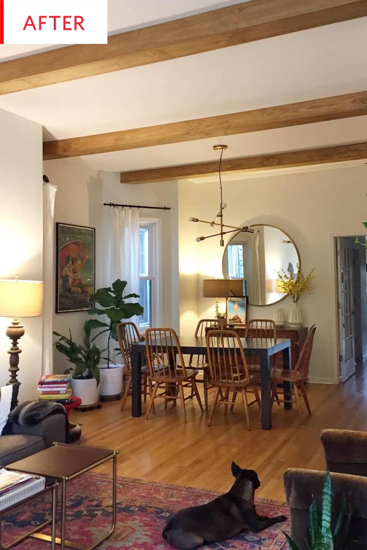 Faux Wood Beam - Living Room Ceiling Install Photos | Apartment Therapy