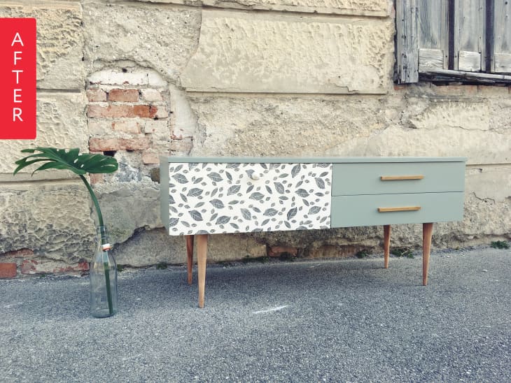 Before After A 60s Style Sideboard Gets a Spiffy Scandi Makeover Apartment Therapy