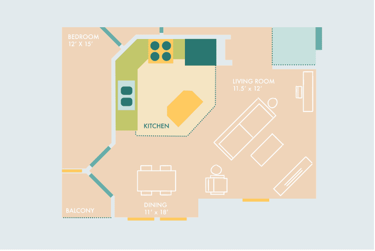 Furniture Placement Ideas For An Awkward Living Room Layout | Apartment ...