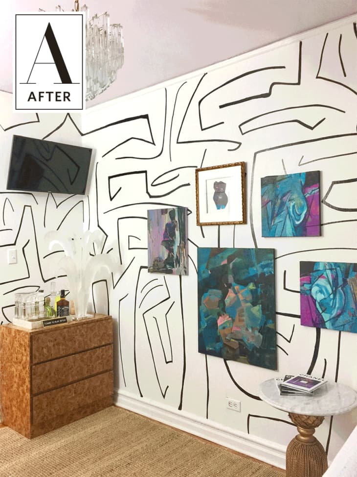 Before & After: A Striking, Hand-Drawn DIY Wall is the Star of a Guest ...