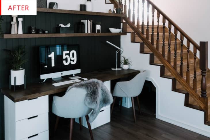 Before and After: A Black Shiplap Desk Space Makeover | Apartment Therapy