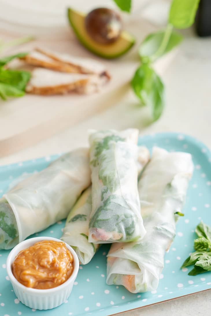 Chicken Summer Rolls with Peanut Dipping Sauce | The Kitchn