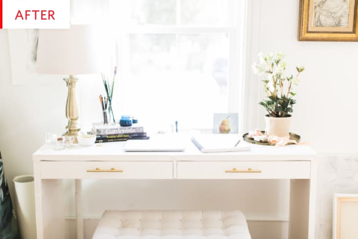 IKEA MICKE Linen Desk Hack Project Makeover | Apartment Therapy
