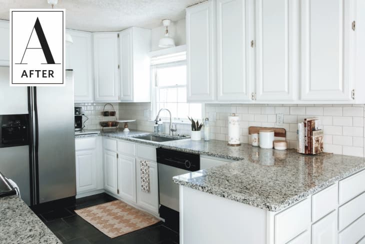 Before & After Makeover: Painting Wood Kitchen Cabinets White ...