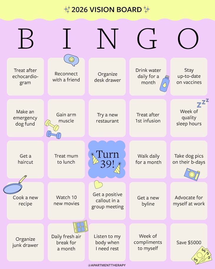 Why I Use A Bingo Card to Set Goals | Apartment Therapy