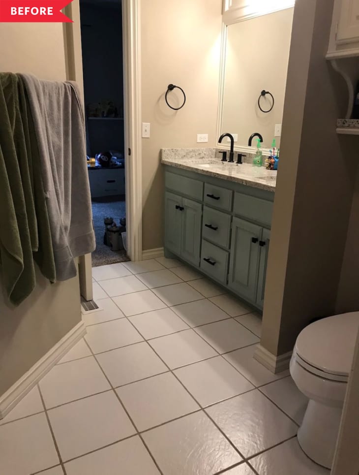 Before and After: DIY Redo of a 1990s Bathroom Featuring Patterned Tile ...
