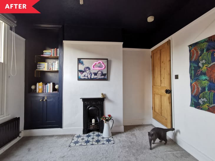 Dramatic Home Office Redo with Black Ceiling | Apartment Therapy