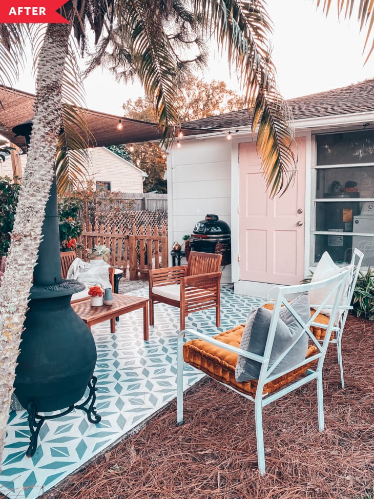 DIY Patio Redo with Painted Concrete Floor | Apartment Therapy