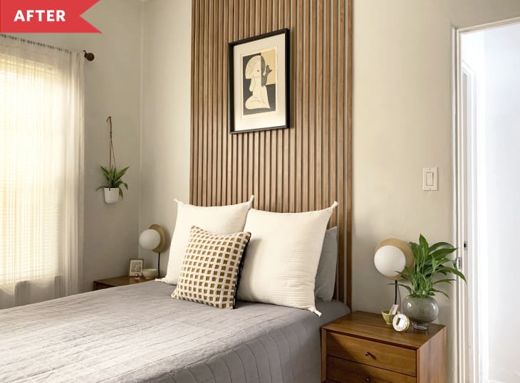 DIY Slatted Wall Faux Headboard | Apartment Therapy